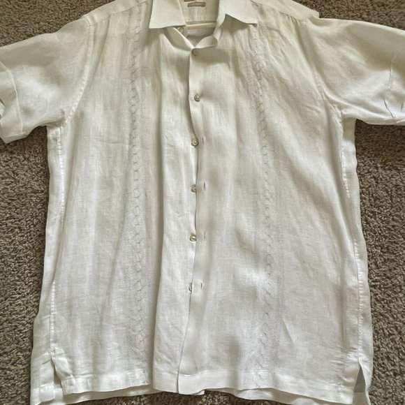 Jon Sonen | Accessories | Jon Sonen Embroidered Guayabera White Linen ...